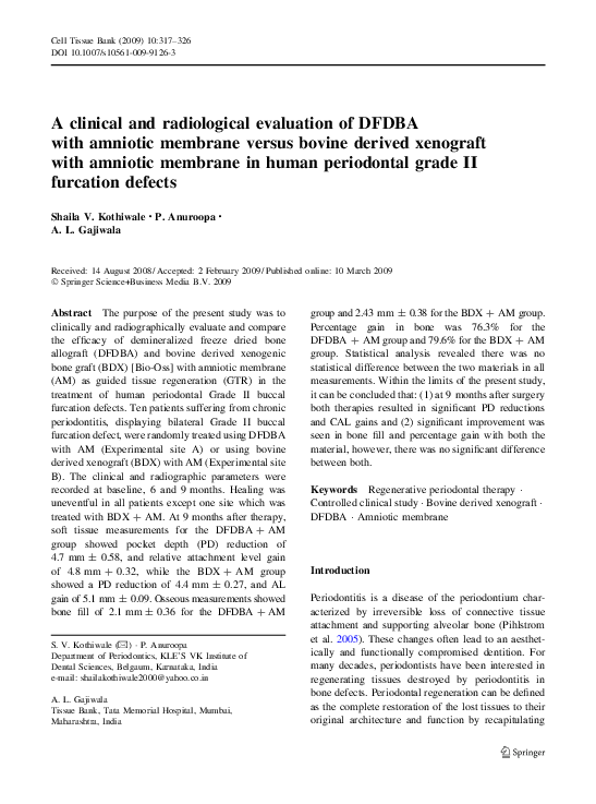 (PDF) A clinical and radiological evaluation of DFDBA with amniotic ...