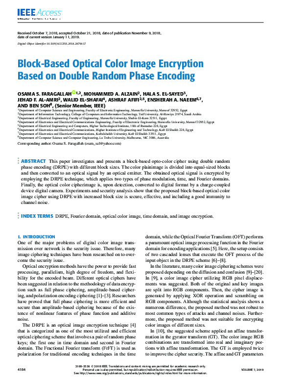 (PDF) Block-Based Optical Color Image Encryption Based on Double Random ...
