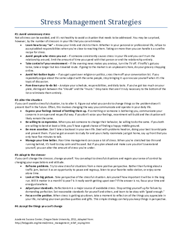 (PDF) Stress Management - Strategies