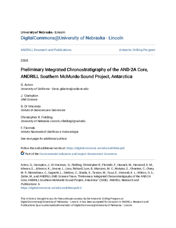(PDF) Preliminary integrated chronostratigraphy of the AND-2A core ...