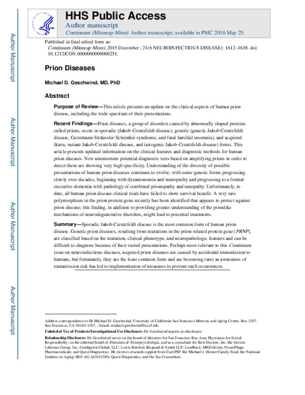 (PDF) Prion Diseases