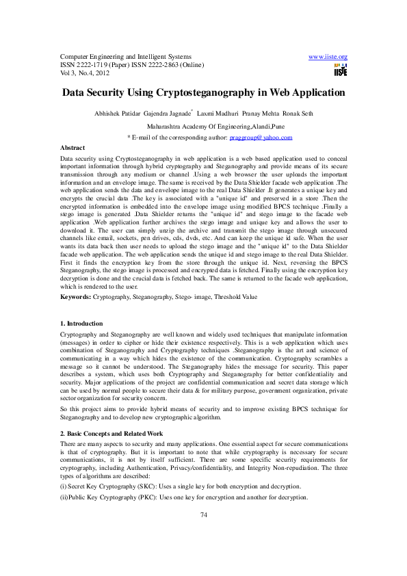 (PDF) Data Security Using Cryptosteganography in Web Application