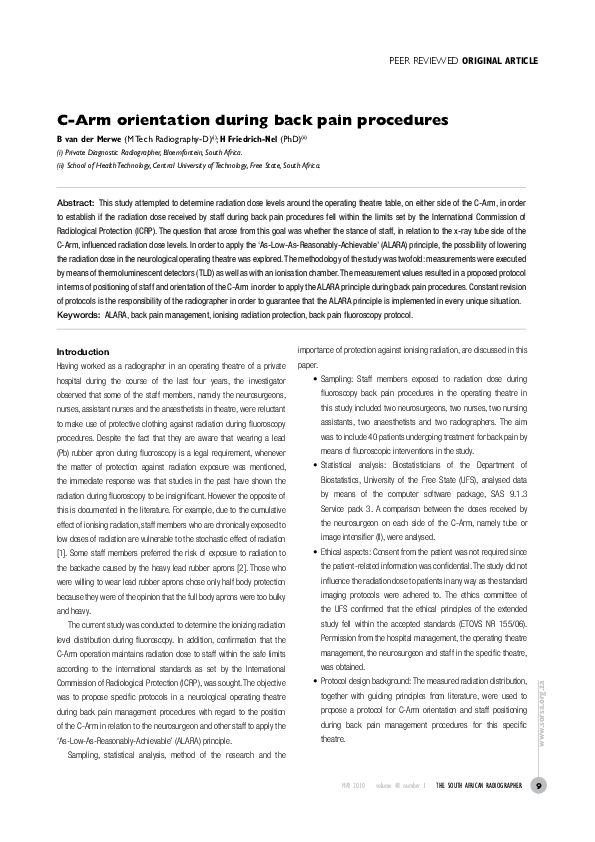 (PDF) C-Arm orientation during back pain procedures