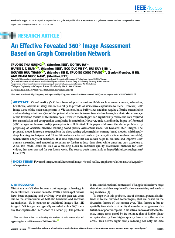 (PDF) An Effective Foveated 360° Image Assessment Based on Graph Convolution Network