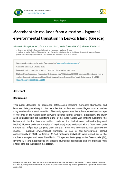 (PDF) Macrobenthic molluscs from a marine - lagoonal environmental ...