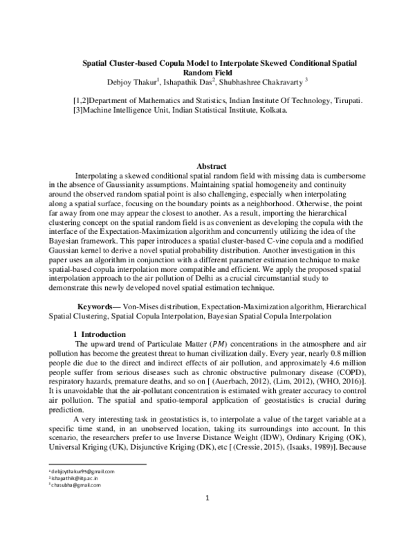 Pdf Spatial Cluster Based Copula Model To Interpolate Skewed Conditional Spatial Random Field 1805