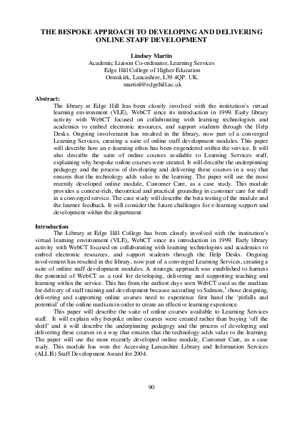 (PDF) The Bespoke Approach to Developing and Delivering Online Staff ...