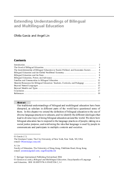 (PDF) Extending Understandings of Bilingual and Multilingual Education
