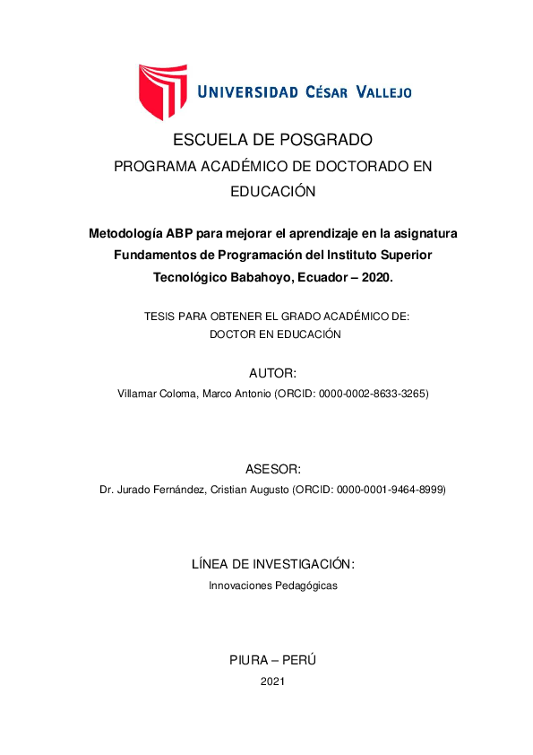 (PDF) Metodología ABP para mejorar el aprendizaje en la asignatura Fundamentos de Programación ...