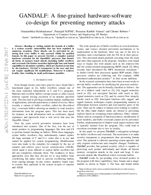 (PDF) GANDALF: A Fine-Grained Hardware–Software Co-Design for Preventing Memory Attacks