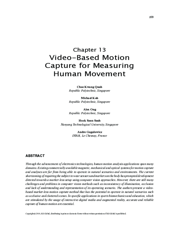 (PDF) Video-Based Motion Capture for Measuring Human Movement