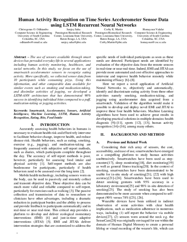 Pdf Activity Recognition Using Lstm On Sensor Data