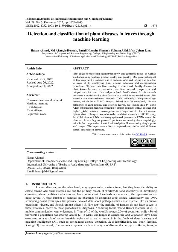 Pdf Detection And Classification Of Plant Diseases In Leaves Through