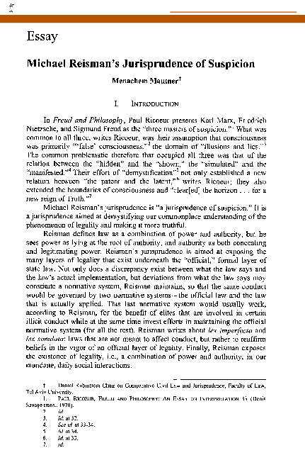 (PDF) Michael Reisman\u27s Jurisprudence of Suspicion