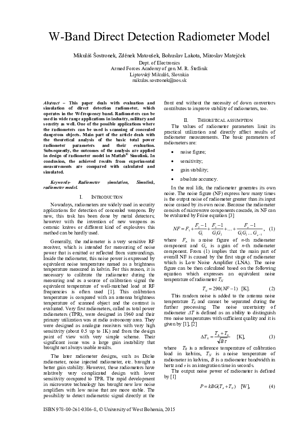 (PDF) W-band direct detection radiometer model