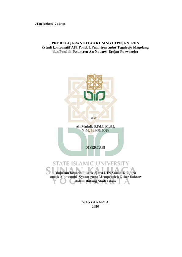 (PDF) Pembelajaran Kitab Kuning DI Pesantren (Studi Komparatif Api Pondok Pesantren Salaf ...