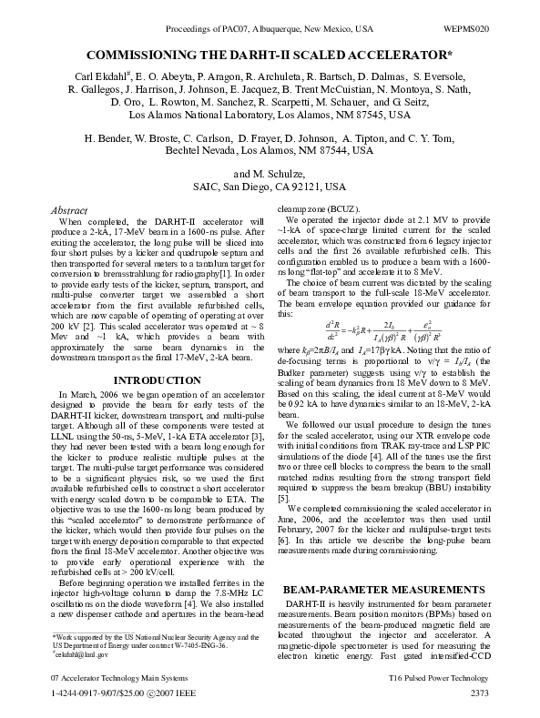 (PDF) Commissioning the darht-II scaled accelerator