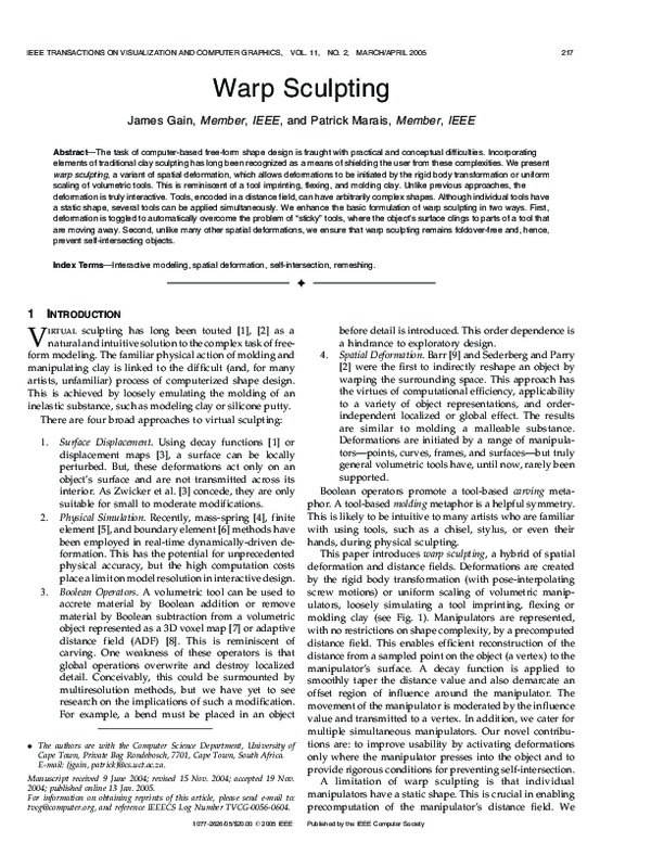 (PDF) Warp sculpting | Patrick Marais - Academia.edu