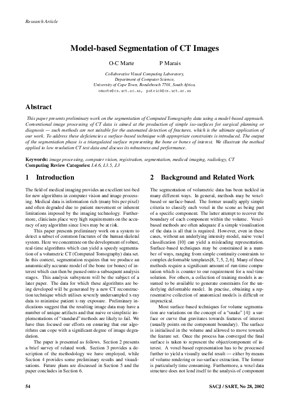 Pdf Model Based Segmentation Of Ct Images Patrick Marais