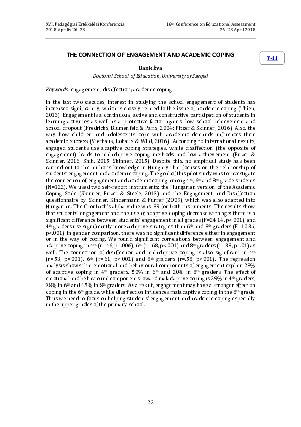 (PDF) The connection of engagement and academic coping