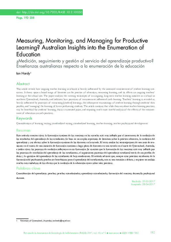 (PDF) Measuring, monitoring, and managing for productive learning ...