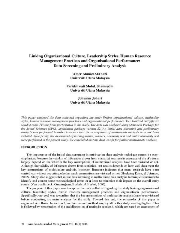 (PDF) Linking organisational culture, leadership styles, human resource management practices and ...