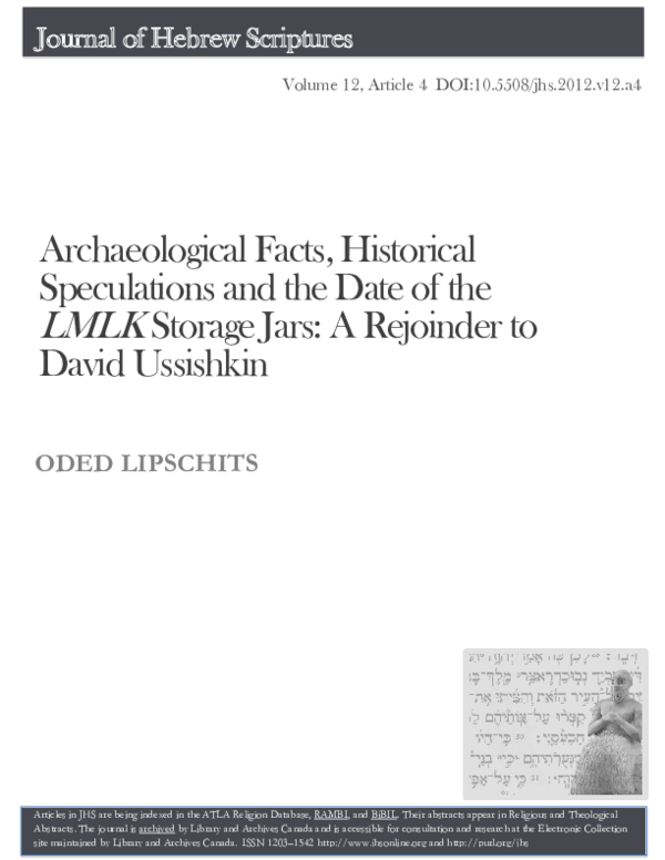 (PDF) Archaeological Facts, Historical Speculations and the Date of the ...