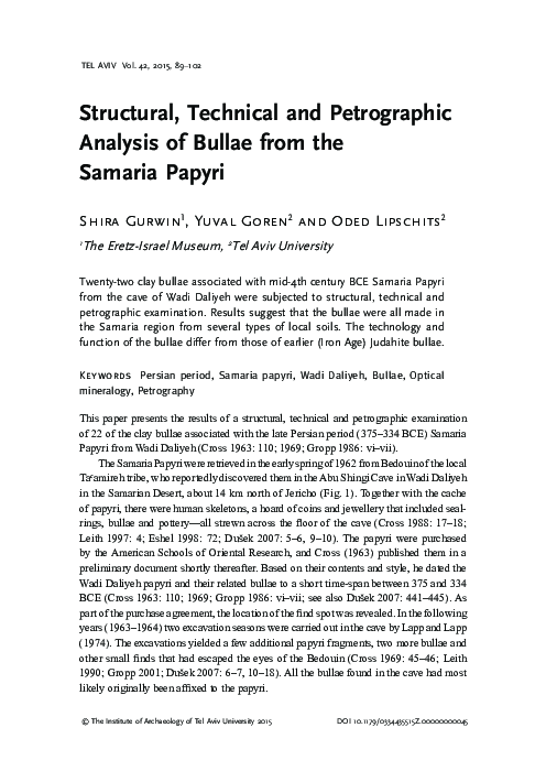 (PDF) Structural, Technical and Petrographic Analysis of Bullae from ...