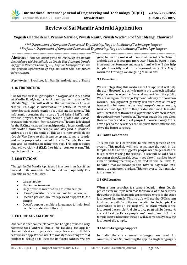 (PDF) Review of Sai Mandir Android Application | Piyush Wade - Academia.edu