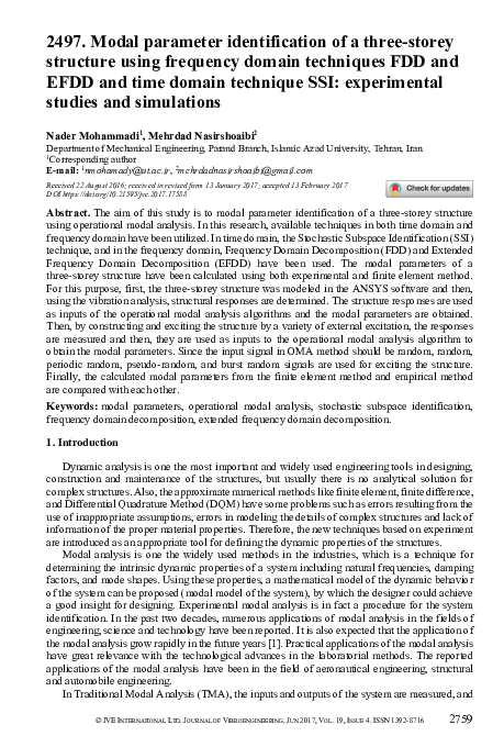 (PDF) Modal parameter identification of a three-storey structure using frequency domain ...