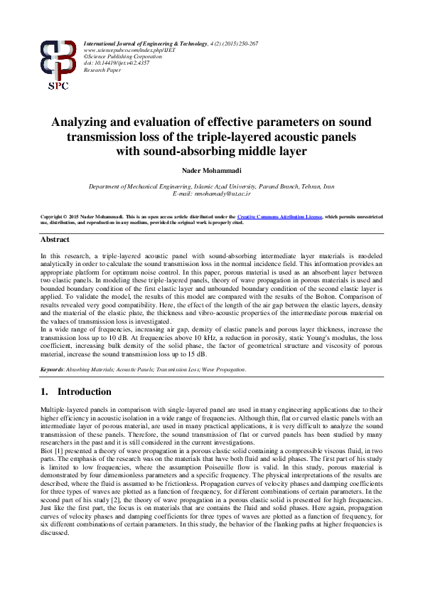 (PDF) Analyzing and evaluation of effective parameters on sound ...