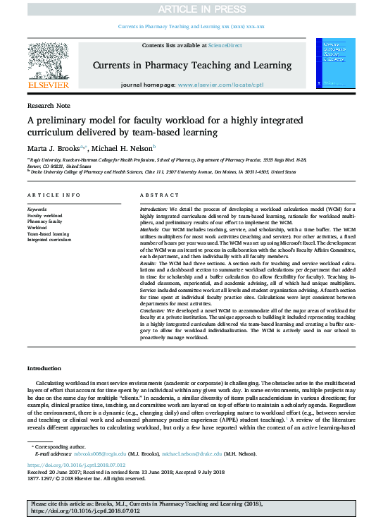 (PDF) A preliminary model for faculty workload for a highly integrated ...