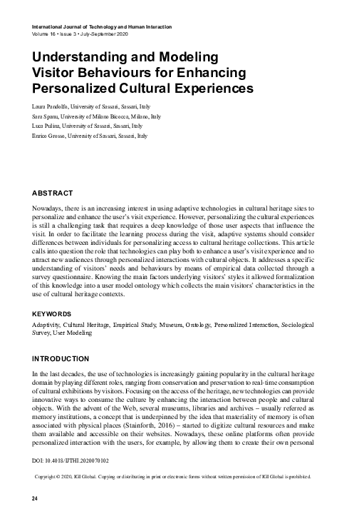(PDF) Understanding and Modeling Visitor Behaviours for Enhancing Personalized Cultural Experiences