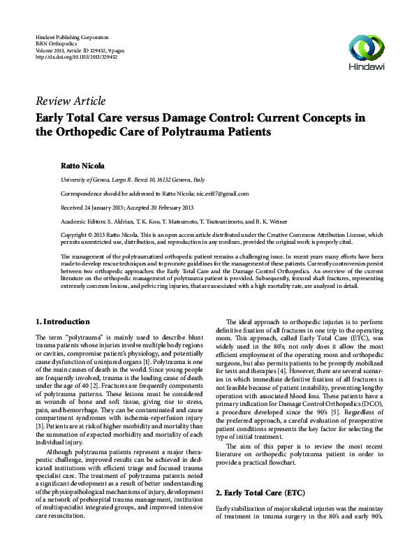 (PDF) Early Total Care versus Damage Control: Current Concepts in the ...