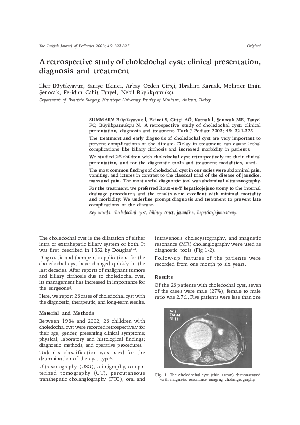 (PDF) A retrospective study of choledochal cyst: clinical presentation, diagnosis and treatment