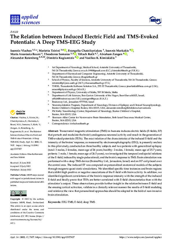 (PDF) The Relation between Induced Electric Field and TMS-Evoked Potentials: A Deep TMS-EEG Study