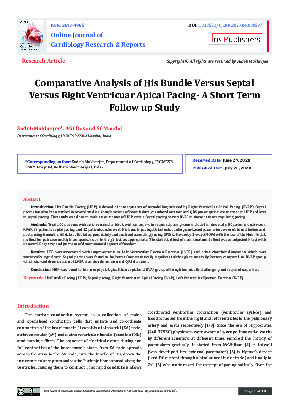 (PDF) Comparative Analysis of His Bundle Versus Septal Versus Right ...