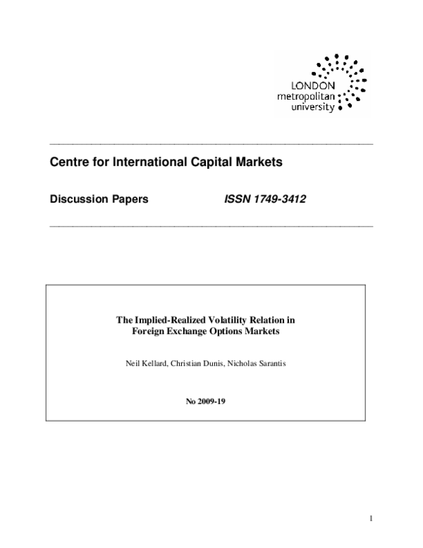 (PDF) The implied-realized volatility relation in foreign exchange ...