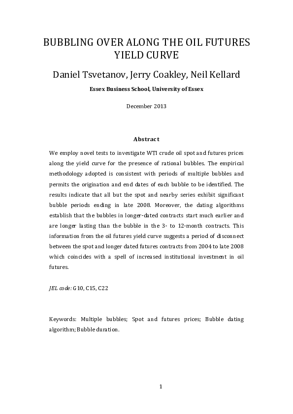 (PDF) Bubbling Over Along the Oil Futures Yield Curve | Neil Kellard ...
