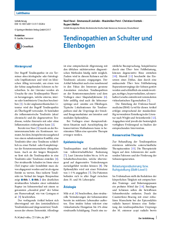 (PDF) Tendinopathien an Schulter und Ellenbogen | Emmanouil Liodakis ...