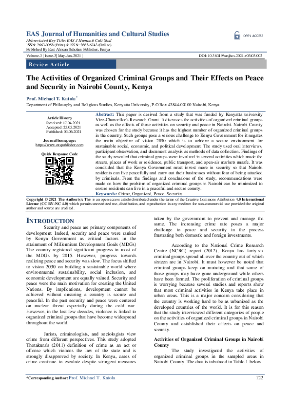 (PDF) The Activities of Organized Criminal Groups and Their Effects on Peace and Security in ...