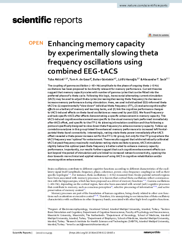 Pdf Enhancing Memory Capacity By Experimentally Slowing Theta Frequency Oscillations Using