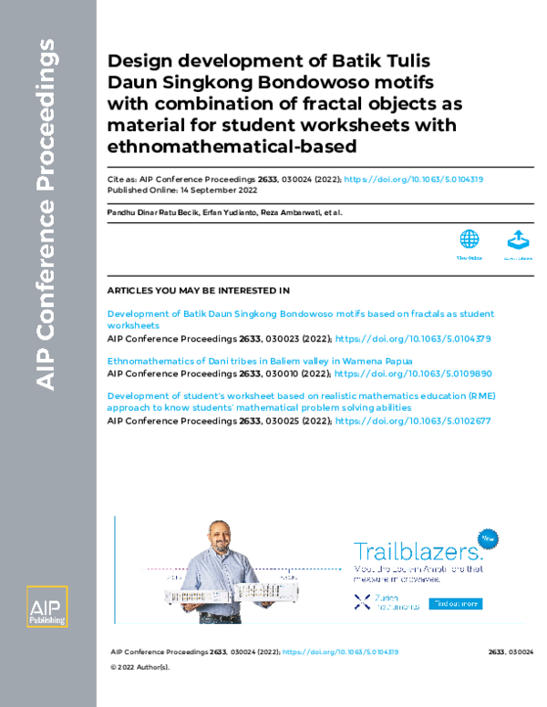 (PDF) Design development of Batik Tulis Daun Singkong Bondowoso motifs with combination of ...
