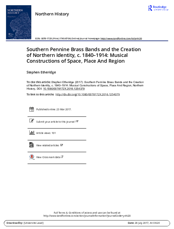 (PDF) Southern Pennine Brass Bands and the Creation of Northern ...