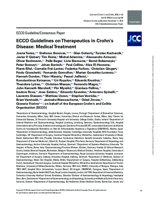 (PDF) ECCO Guidelines on Therapeutics in Crohn's Disease: Medical Treatment