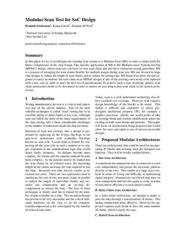(PDF) Modular Scan Test for SoC Design