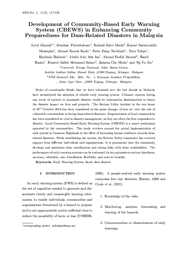 (PDF) Development of Community-Based Early Warning System (CBEWS) in ...