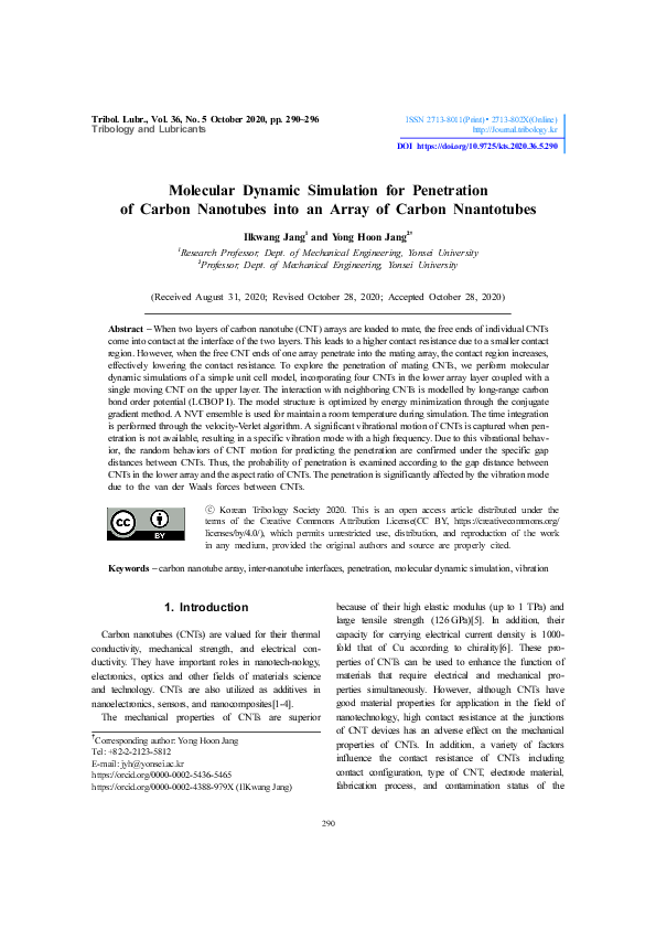 (PDF) Molecular Dynamic Simulation for Penetration of Carbon Nanotubes into an Array of Carbon ...