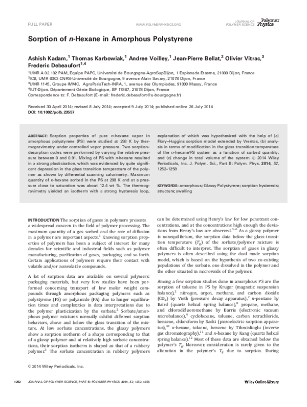 (PDF) Sorption of n -hexane in amorphous polystyrene