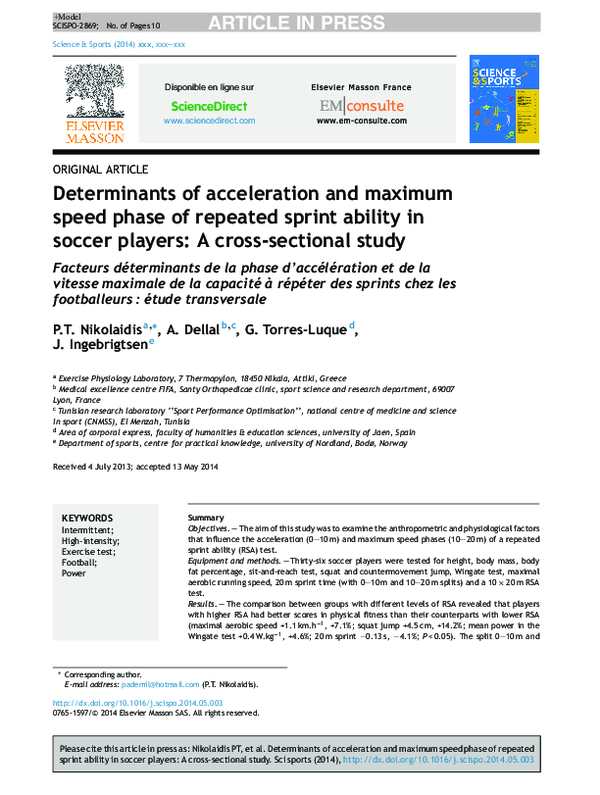 (PDF) Determinants of acceleration and maximum speed phase of repeated sprint ability in soccer ...